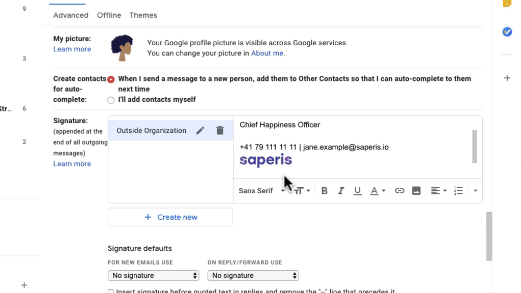 Create and use Multiple Email Signatures (with logo) in Gmail » saperis