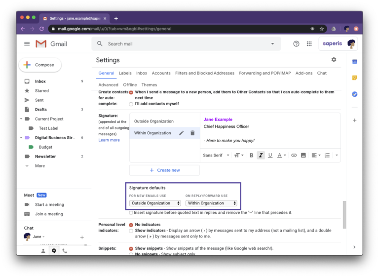 Create and use Multiple Email Signatures (with logo) in Gmail » saperis