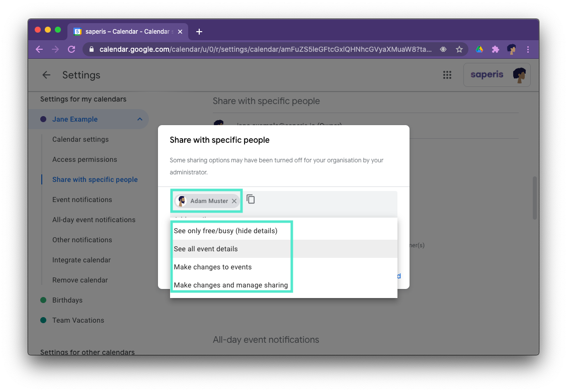How To Share Google Calendar With Others 4 Options Saperis